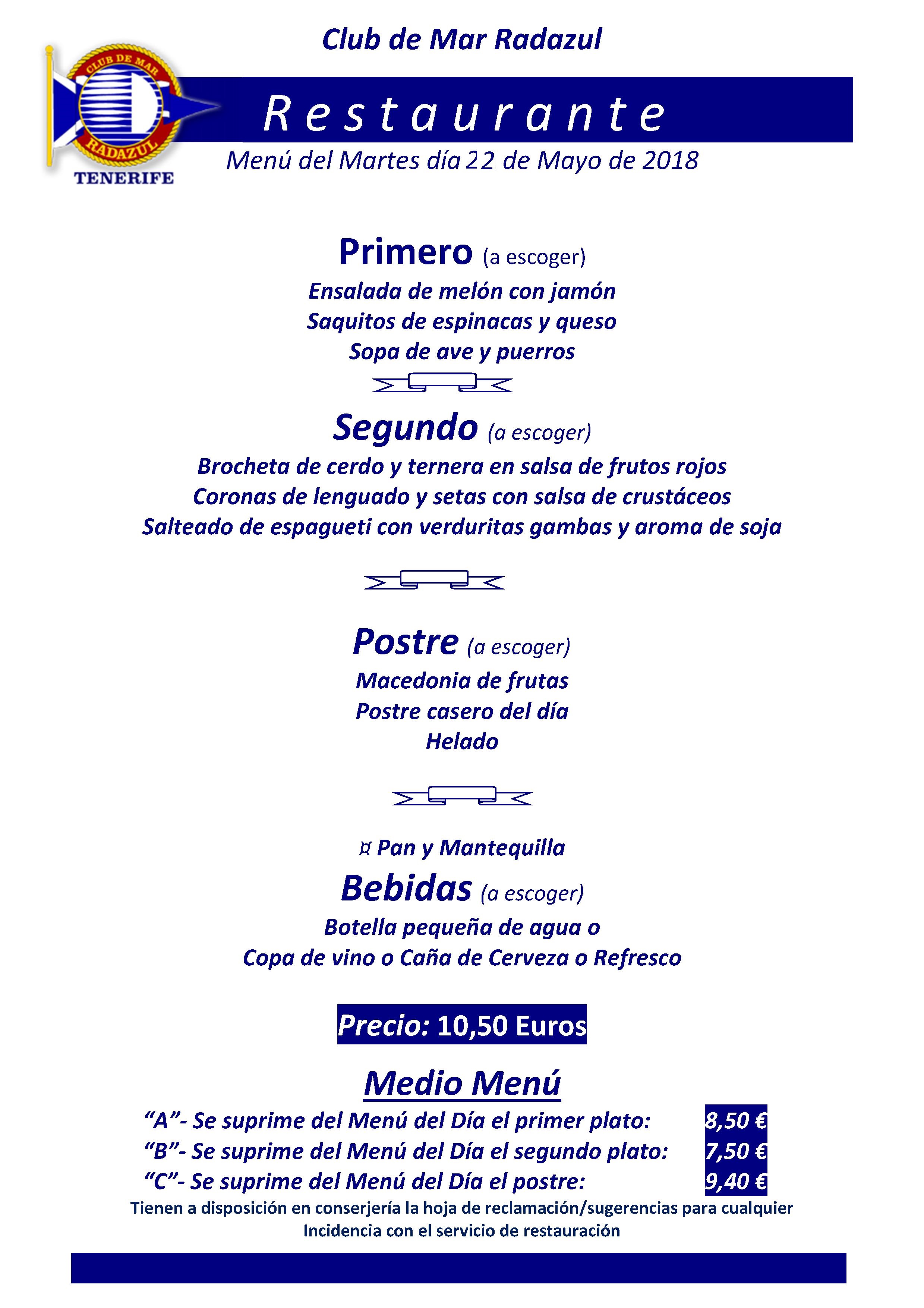 Menu-del-Día-22-05-2018 - Club de Mar Radazul